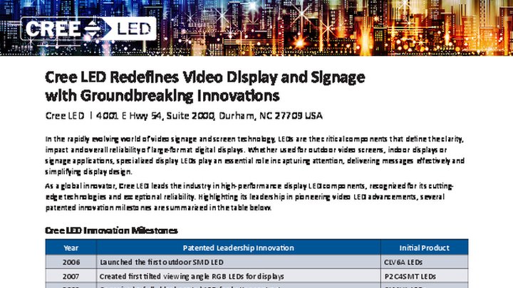Cree LED Redefines Video Display and Signage with Groundbreaking ...