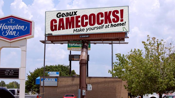 Digital billboards welcoming flood-displaced South Carolina fans to ...