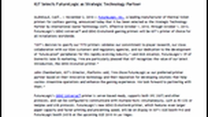 IGT Selects FutureLogic as Strategic Technology Partner | Kiosk Marketplace