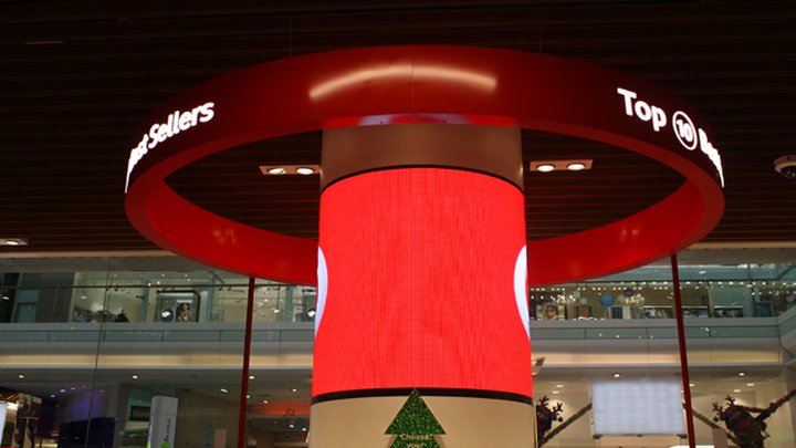 Cylindrical digital signage column installed in London | Digital ...