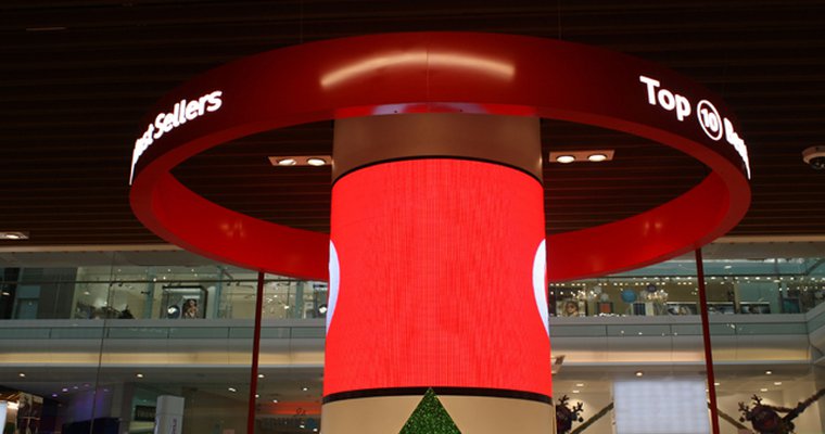 Cylindrical digital signage column installed in London | Digital ...