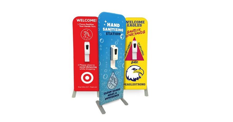 Hand sanitizer offers custom printed backdrop | Coping with COVID-19 ...